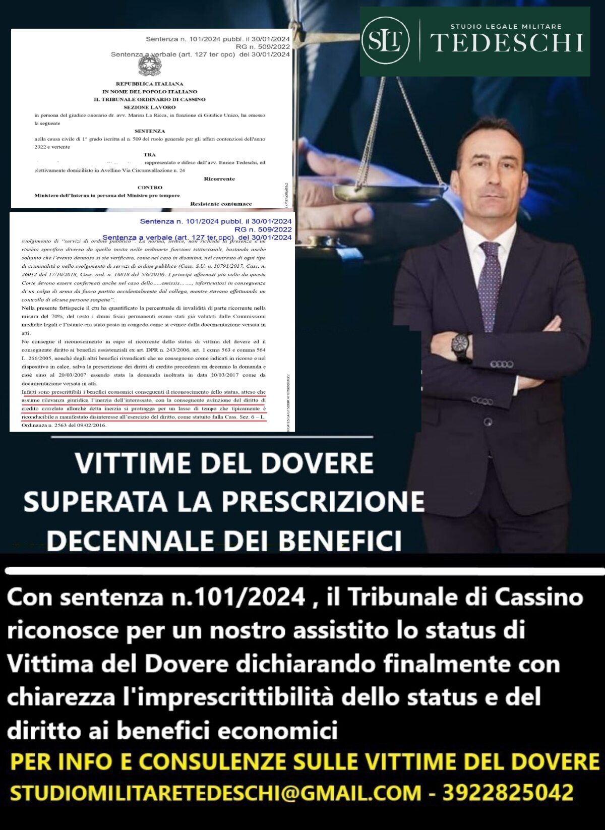 VITTIME DEL DOVERE SUPERATA LA PRESCRIZIONE DECENNALE DEI BENEFICI ...